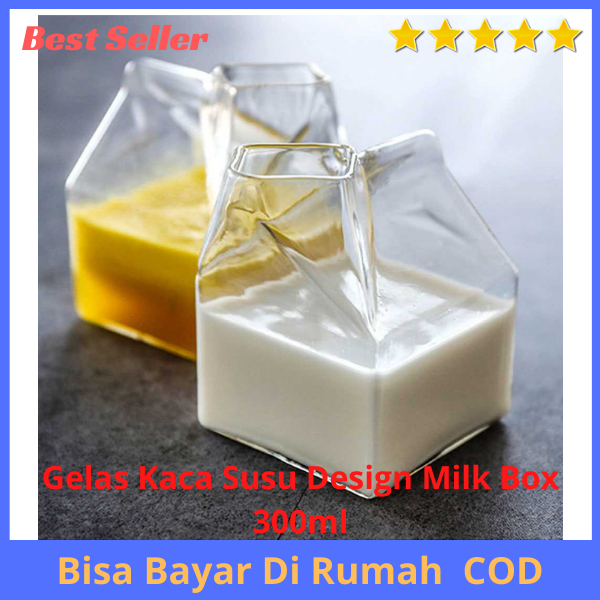 ACEBON Gelas Kaca Susu Design Milk Box 300ml - SG101 / Gelas Kaca Sirup ...