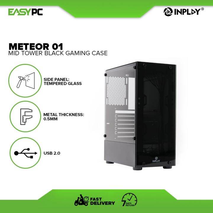 EasyPC | InPlay Meteor 01 Mid Tower Gaming PC Case Black Desktop ...
