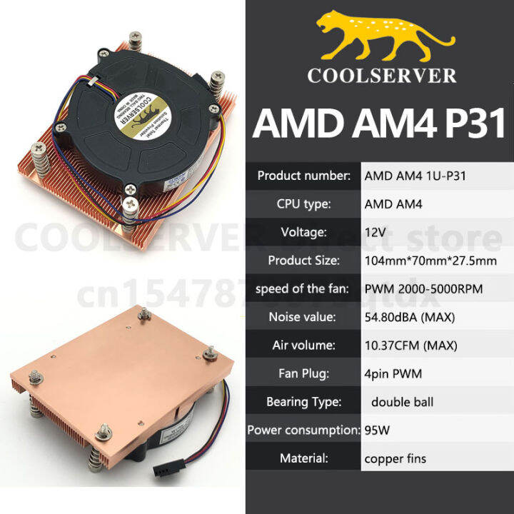 1 COOLSERVER P31 1U Cpu Server Cooler With 4PIN PWM Fans Quiet 95W ...