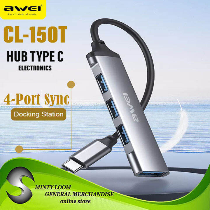 Awei CL-150T Type C Adapter USB C HUB 4 Ports HUB Multi Splitter ...