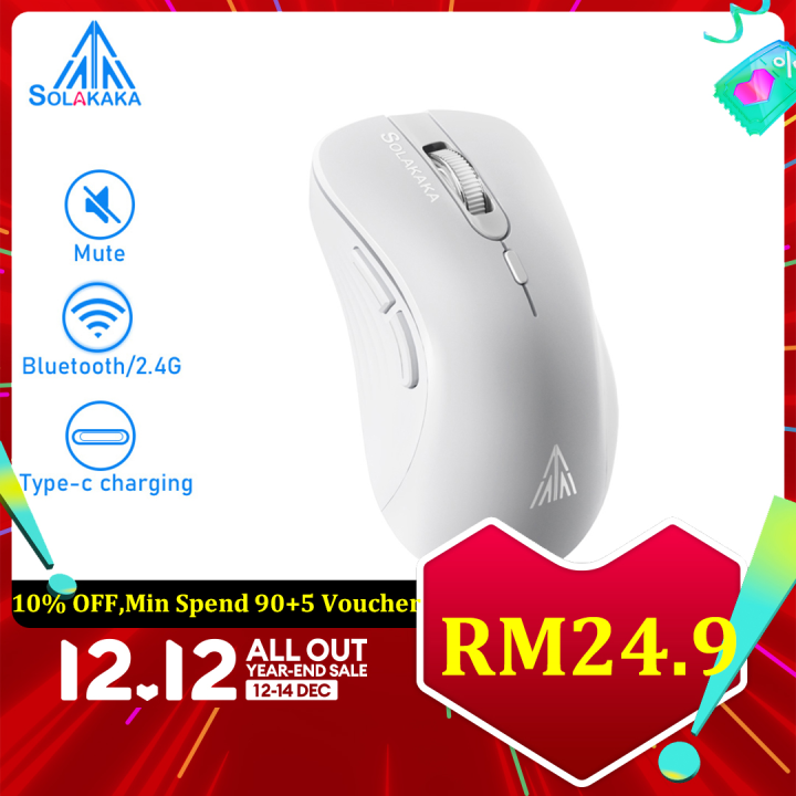 SOLAKAKA Wireless Mouse Noiseless Clicks Mouse 2.4GHz Bluetooth ...