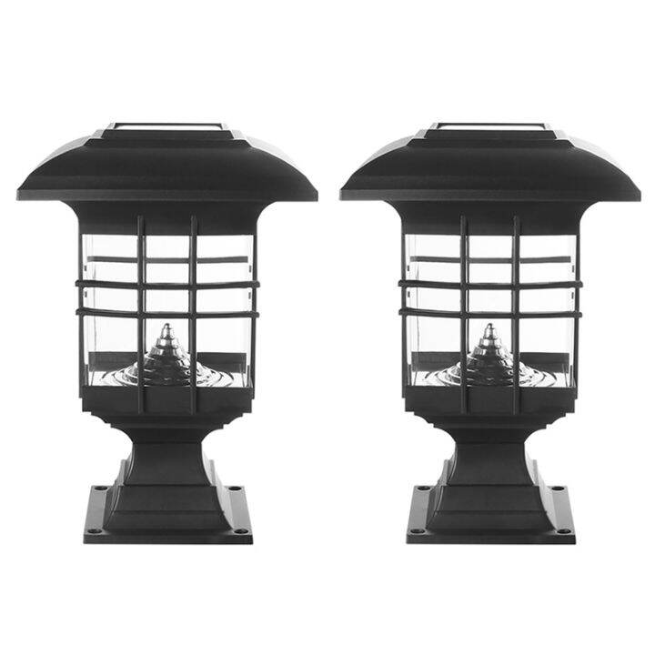 2X Solar Post Column Lamp Waterproof Landscape Garden Solar Light LED ...