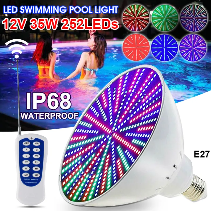 35W E27 PAR56 RGB LED Bulb 12V Swimming Pool Light Spa Light with Remote Control | Lazada PH