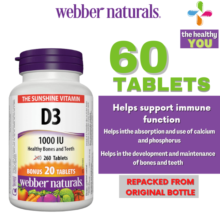 60 Softgels- Webber Naturals The Sunshine Vitamin D3 1000 IU | Lazada PH
