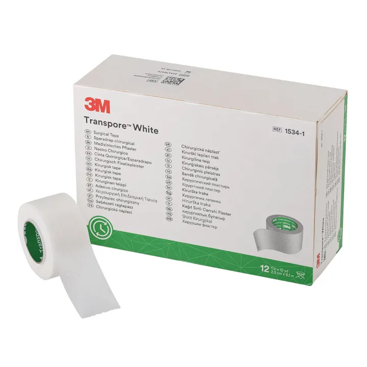3M Transpore White 1 inch x 10 yard (2,5cm x 9,1m), 12 Rolls/Carton ...