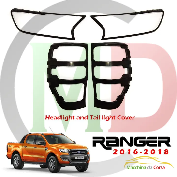 Ford Ranger 2016-2018 Headlight and Tail light Cover (Matte Black ...
