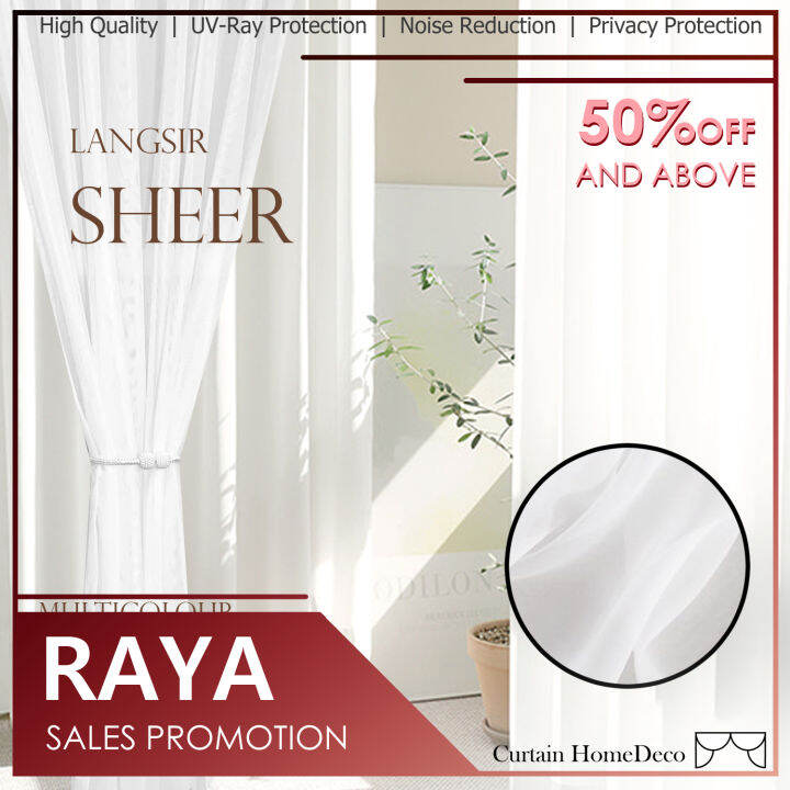 Sheer Langsir jarang Murah Berwarna jenis Hook / Ring untuk tingkap ...