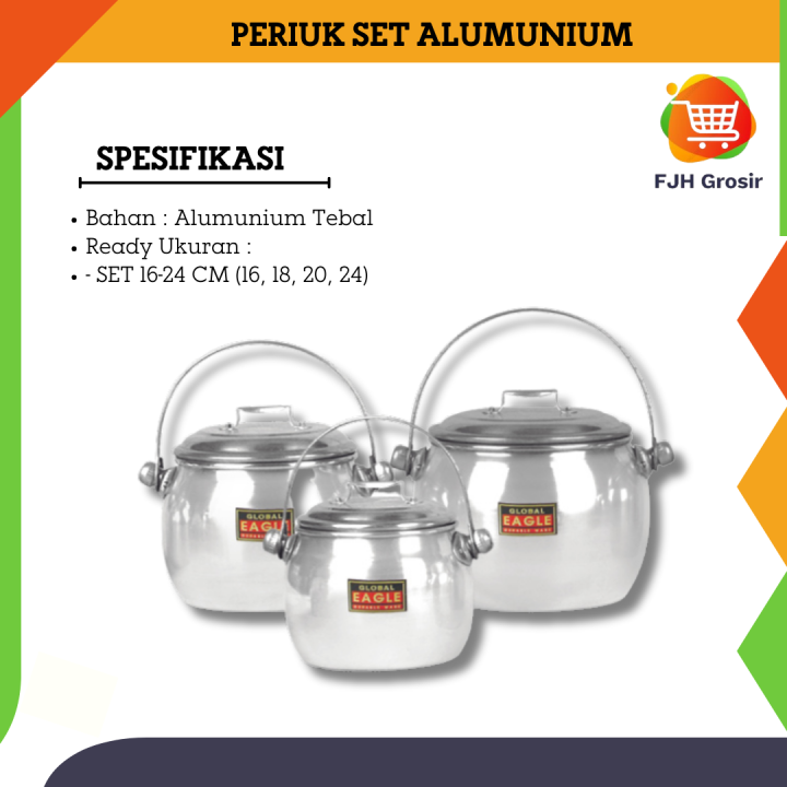 Periuk Set Aluminium Eagle 16-24 CM | Lazada Indonesia