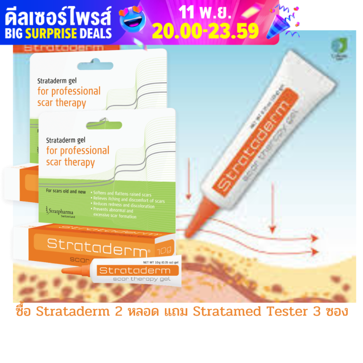 Strataderm Gel 5,10 g เจลรักษารอยแผลเป็น ลดรอยนูน รอยแดง ช่วยจัดเรียงคอ ...