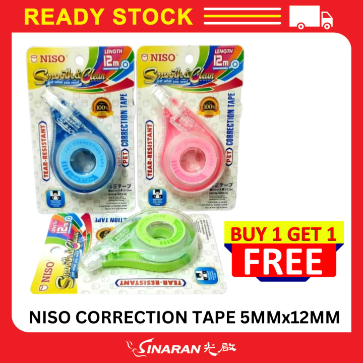 NISO Correction Tape 5mm x 12m CT1212M (BUY 1 FREE 1) | Lazada