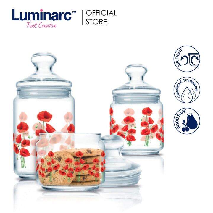 LUMINARC HYPNOSIS 3PC POT CLUB JAR SET / P4832 | Lazada