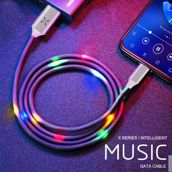 [SONGFUL] ไฟ LED กระพริบ Micro USB Type C สายชาร์จ Lightning Music ...