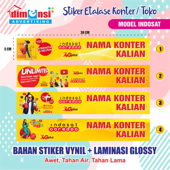 Stiker Etalase Konter / Toko Murah + Laminasi All Provider ( Minimal 9 ...