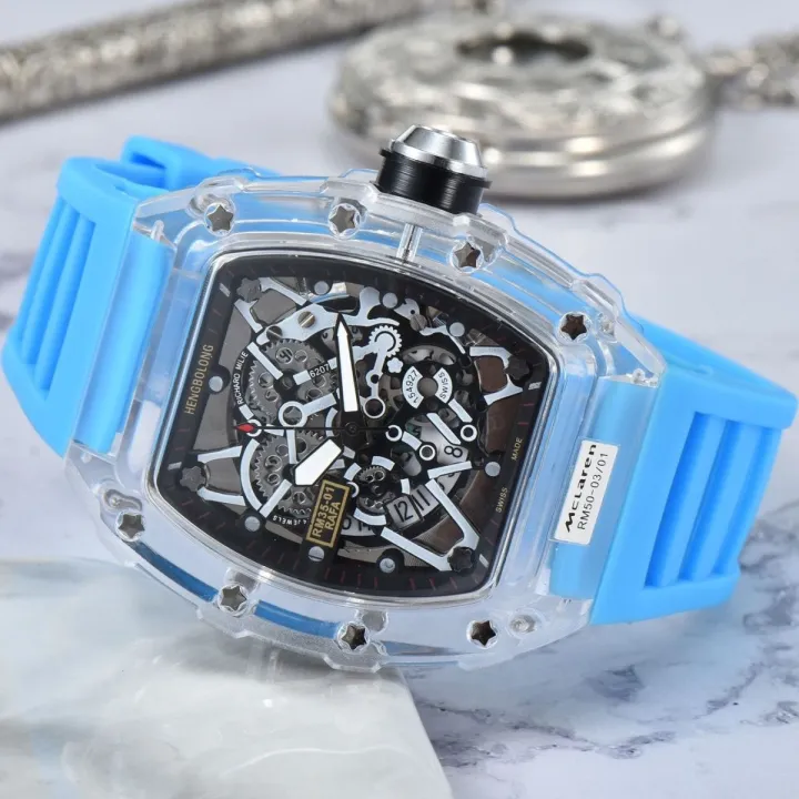 ใหม่ Richard Men 'S Watch Bucket-Shaped Miller นาฬิกาผู้ชายโปร่งใส ...