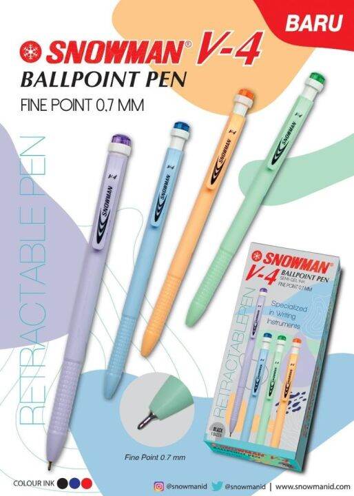 Ball Pen Snowman Ballpoint V-4 Hitam | Lazada Indonesia