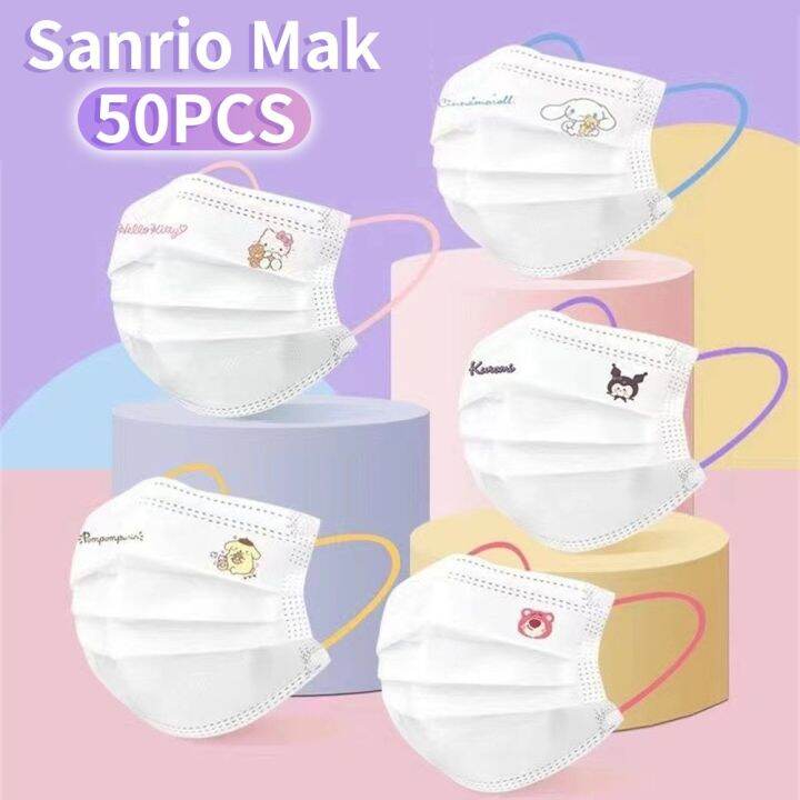 Hourser 50Pcs Cartoon Sanrio mask for adult Cinnamoroll kuromi face ...