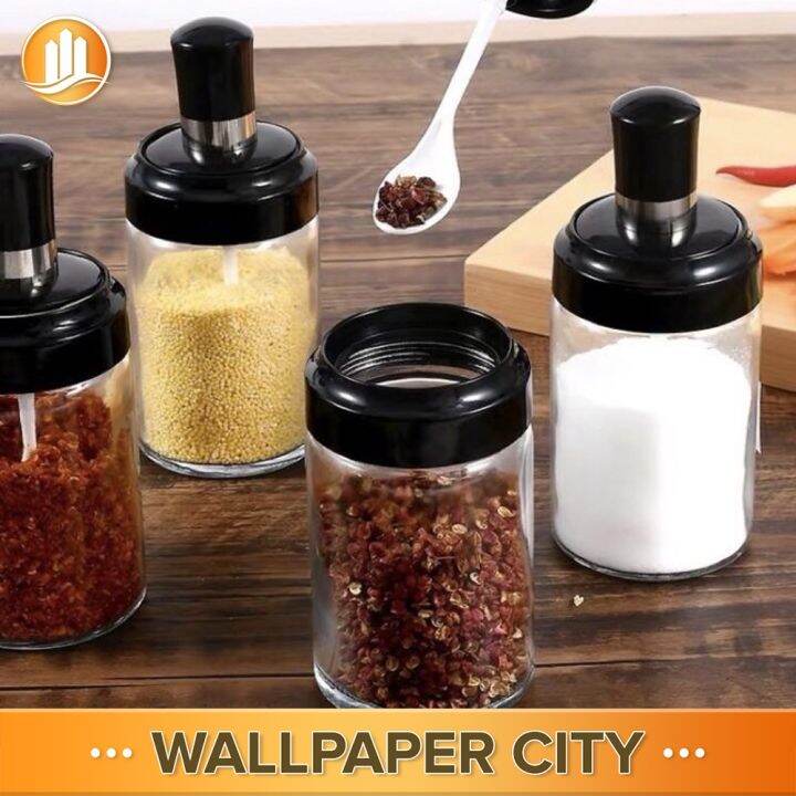 Glass Jar Spice Containers Condiment Salt Seasoning Storage Bottle 1pc ...