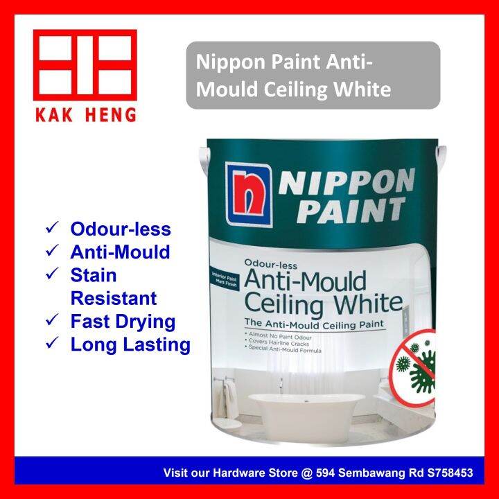 Nippon Paint Odourless Anti-Mould Ceiling White (1L) | Lazada Singapore