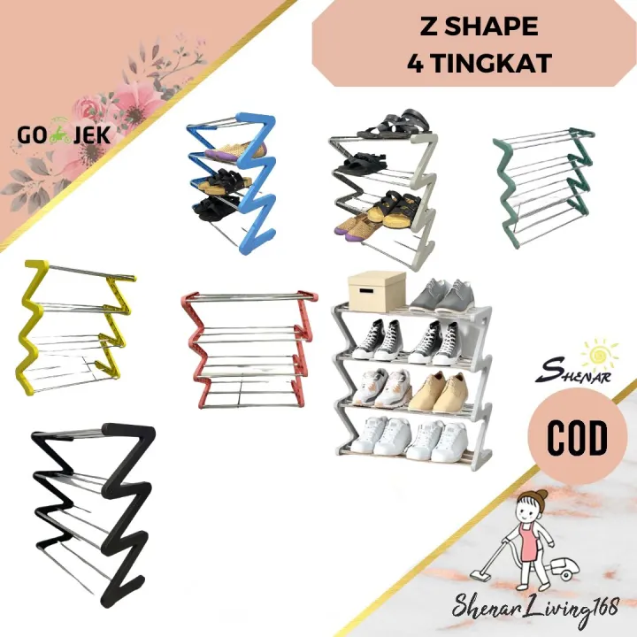 RAK SEPATU ZIGZAG/ RAK SANDAL 4 & 3 SUSUN/ RAK SEPATU SERBAGUNA Z SHAPE ...