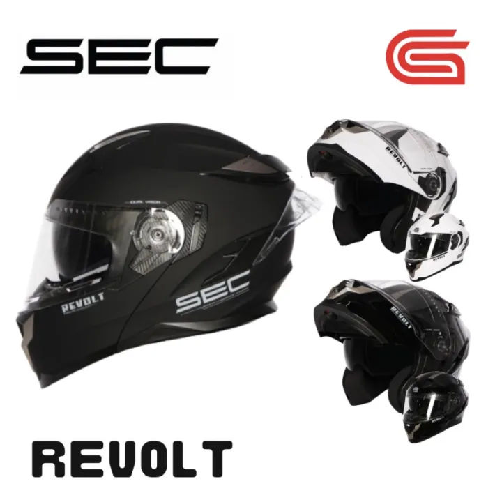 【Local Stock】 SEC Revolt Modular Dual Visor Helmet with (Free Smoke ...