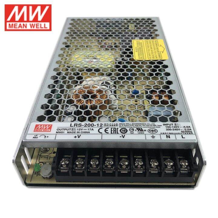 MEAN WELL LRS-200-12 200W 12V Switching Power Supply 110V/220V AC to 12V DC 17A 200W Meanwell dc ...