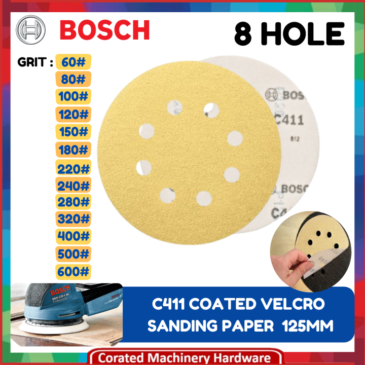 [Corated] Bosch C411 Velcro Sanding Disc (Sand Paper) 125mm for GEX125-1AE/GEX125-1A Orbital ...
