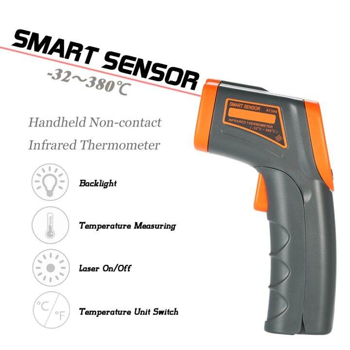SMART SENSOR -32~380°C 12:1 Portable Handheld Digital Non-contact IR Infrared Thermometer ...