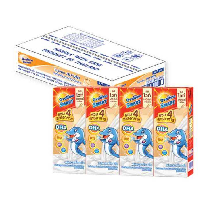 [ส่งฟรี!!!] โอวัลติน สมาร์ท นมยูเอชที รสไวท์มอลต์ผสมนม กลิ่นวานิลลา 170 มล. x 48 กล่องOvaltine ...