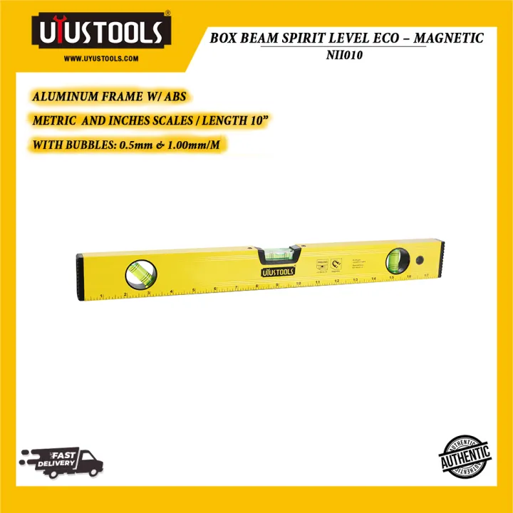 UYUSTOOLS Box Beam Spirit Level Eco Magnetic Metric and Inch Scales ...