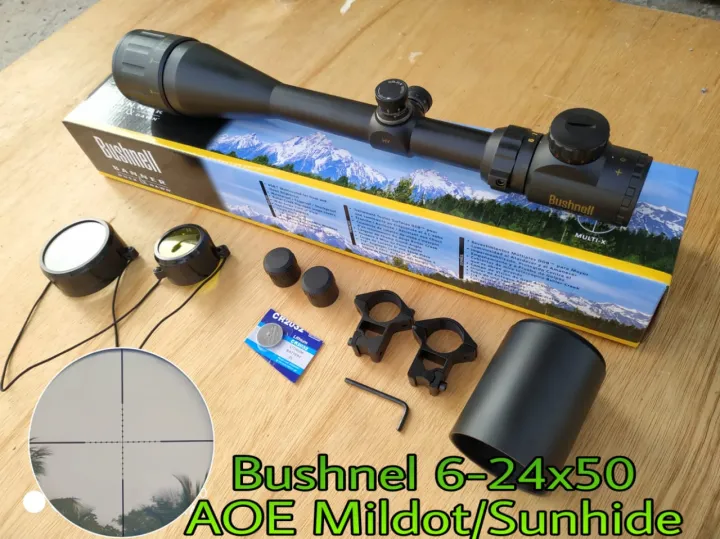 TELESCOPE BUSHNELL 6-24 X 50 AOE SUNHIDE TELESKOP TEROPONG | Lazada ...