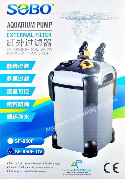 SOBO Canister External Filter + UV Light with Aquarium Pump 850L/Hr ...