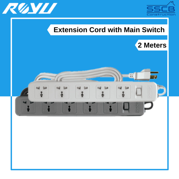 Royu Extension Cord with 5 Universal Outlets + Main Switch (REDEC605 ...
