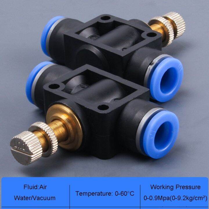 Flow Speed Control Valve 6mm 4mm 8mm 10mm 12mm Pneumatic Air 6 Airflow Regulator Hose Tube Gas ...