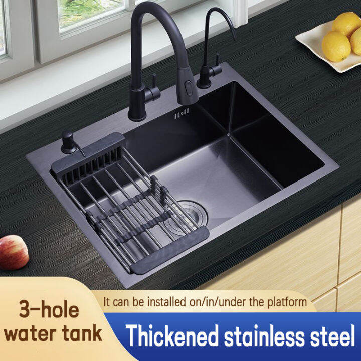 Genuine Kitchen Sink Stainless Steel Black Sink 3mm Thick Nano ...
