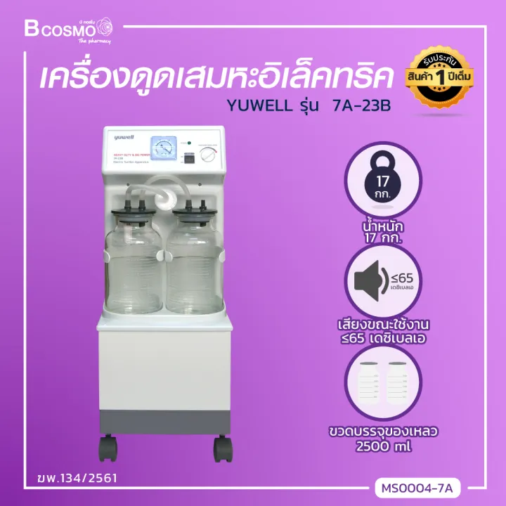 YUWELL เครื่องดูดเสมหะอิเล็คทริค (รุ่น 7A-23B) [[ ประกันสินค้า 1 ปีเต็ม!! ]] / bcosmo thailand ...