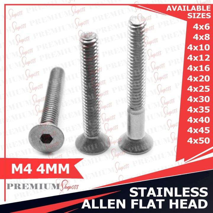 M4 4MM Stainless Allen Flat Head Socket Head Cap Screw Bolt SS AFH ...