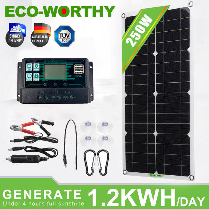 【1-3d Delivery】(250W) Semi-flexi Solar Panel Complete Kit With Dual 12V ...