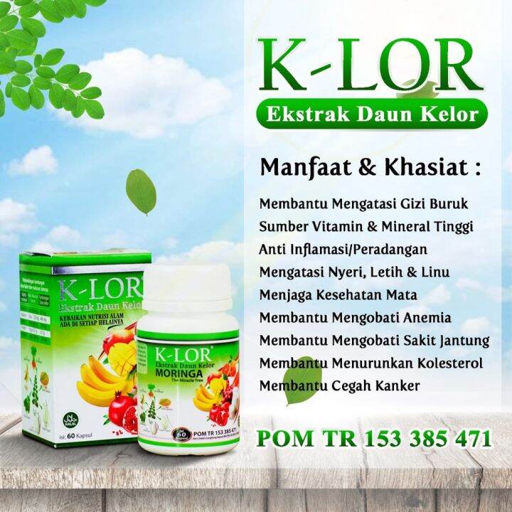 Kapsul Ekstrak Daun Kelor K-LOR Darusyifa BPOM Isi 60 Kapsul - KLOR MORINGA The Miracle Tree ...