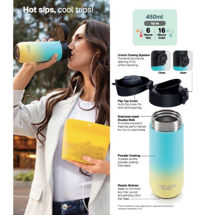 Tupperware Xploris Easy Open Flask (1pc) 450ml / Ultimate Silicone Bag Small (1pc) 500ml | Lazada