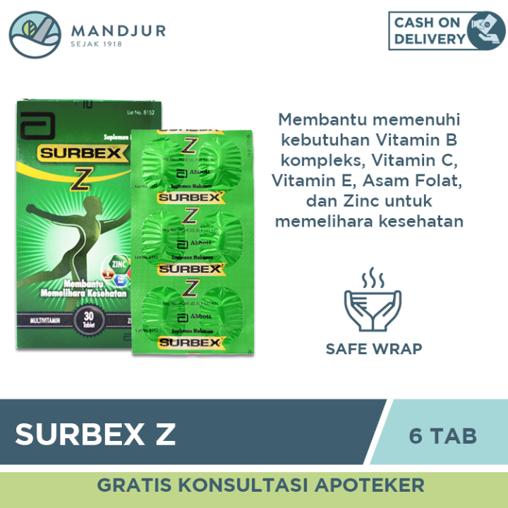Surbex Z Strip 6 Tablet - Suplemen Vitamin B Kompleks, C, E, Asam Folat ...