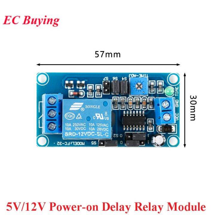 DC 5V 12V Power-on Delay Relay Module Delay Timer Circuit Board Off-on ...