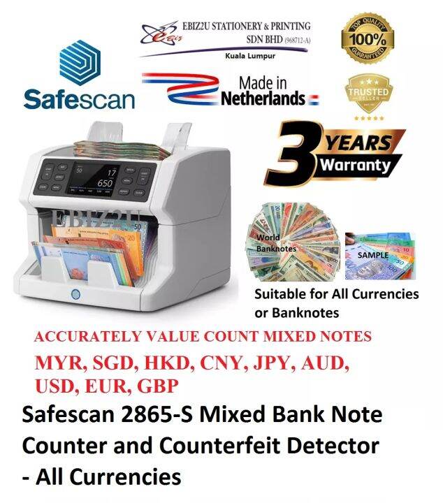 Safescan 2865-S Mixed Bank Note Counter and Counterfeit Detector - All ...