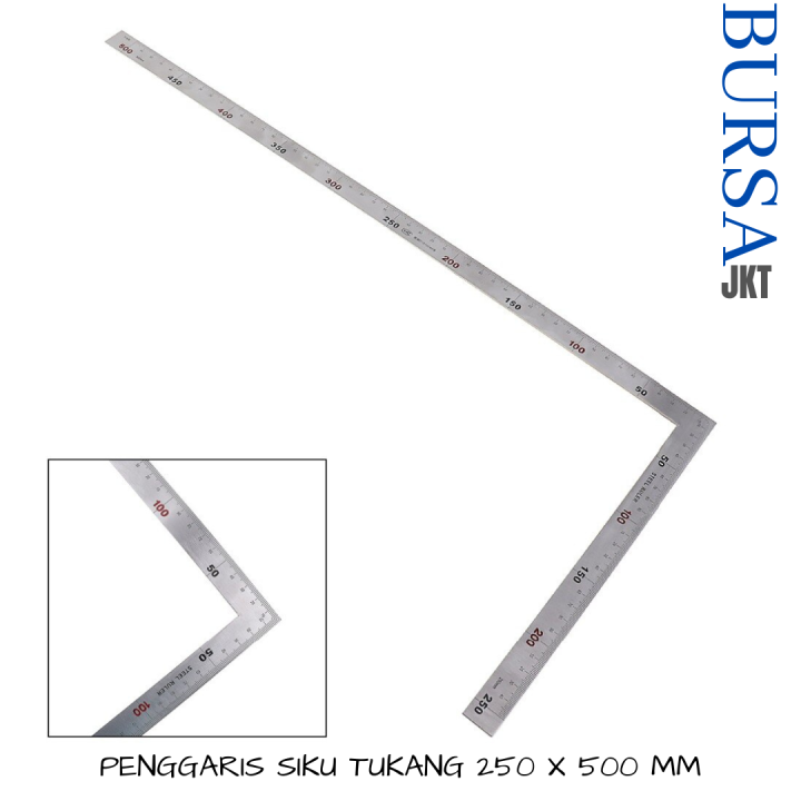 PENGGARIS SIKU 90 DERAJAT STAINLESS STEEL 50 CM ALAT PERTUKANGAN DUA SISI PRESISI | Lazada Indonesia