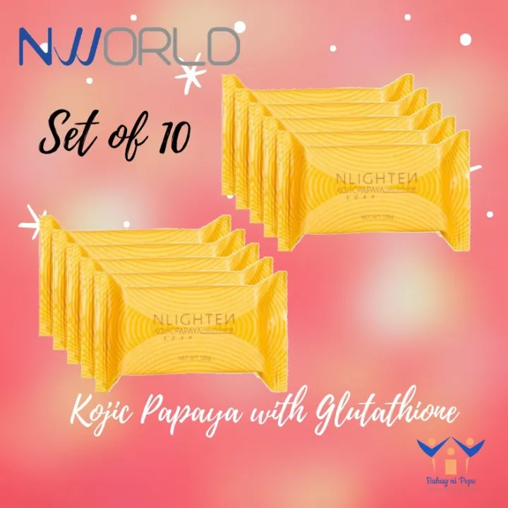 100 SET OF 10 ORIGINAL NWORLD NLIGHTEN KOJIC PAPAYA SOAP WITH ...
