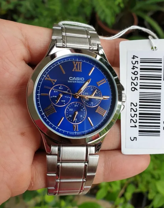 Watch Analog Casio [Original] MTP-V300D-2A Blue Gent's Stainless Dress Roman Steel | Lazada PH