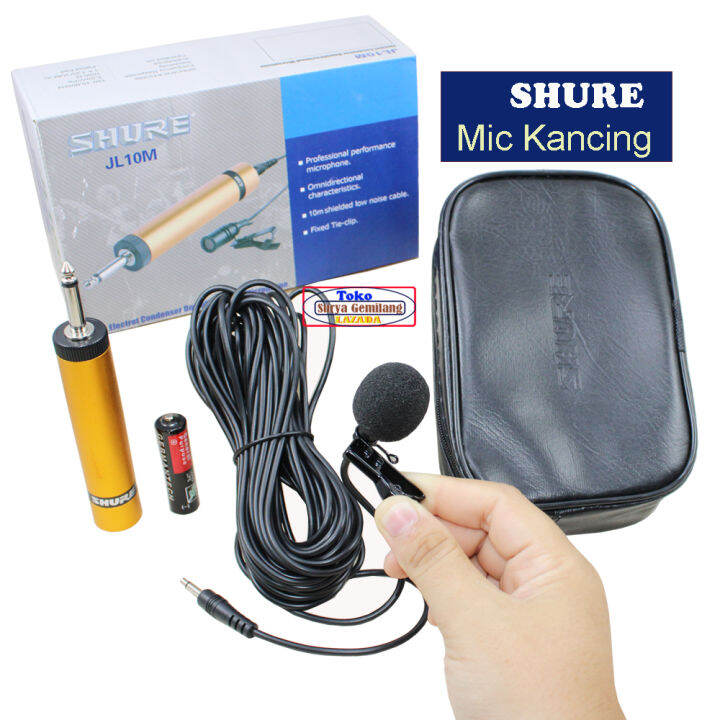 Mic Jepit Clip On Shure-JL-10M Mikropon Kancing Mikrofon Kabel 10 Meter ...