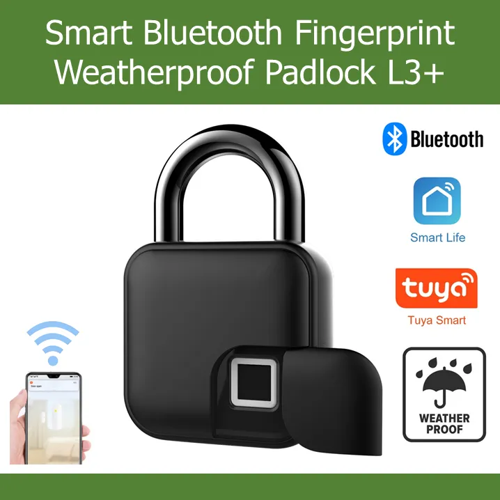 Smart Bluetooth Fingerprint Weatherproof Pad Lock L3+ Tuya - Smartlife ...