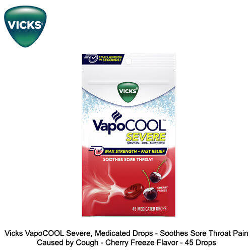 Vicks VapoCOOL Severe, Medicated Drops - Soothes Sore Throat Pain ...