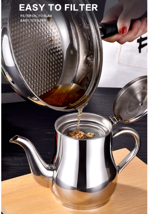 KITTLE POT - Oil Filter Pot Cooking 1.3L Kitchen Soup Grease Separator ...