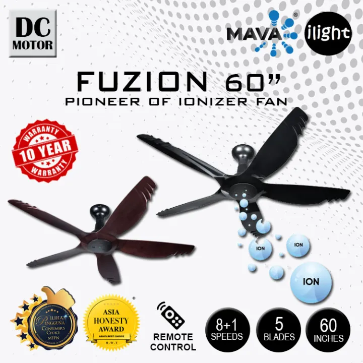 MAVA FUZION 60 Inch IONIZER DC MOTOR CEILING FAN WITH REMOTE CONTROL 5 ...